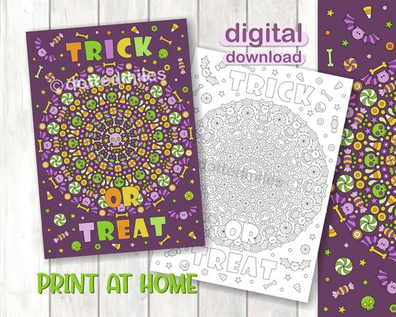 Printable Halloween Mandala Colouring Page for Kids and - Etsy