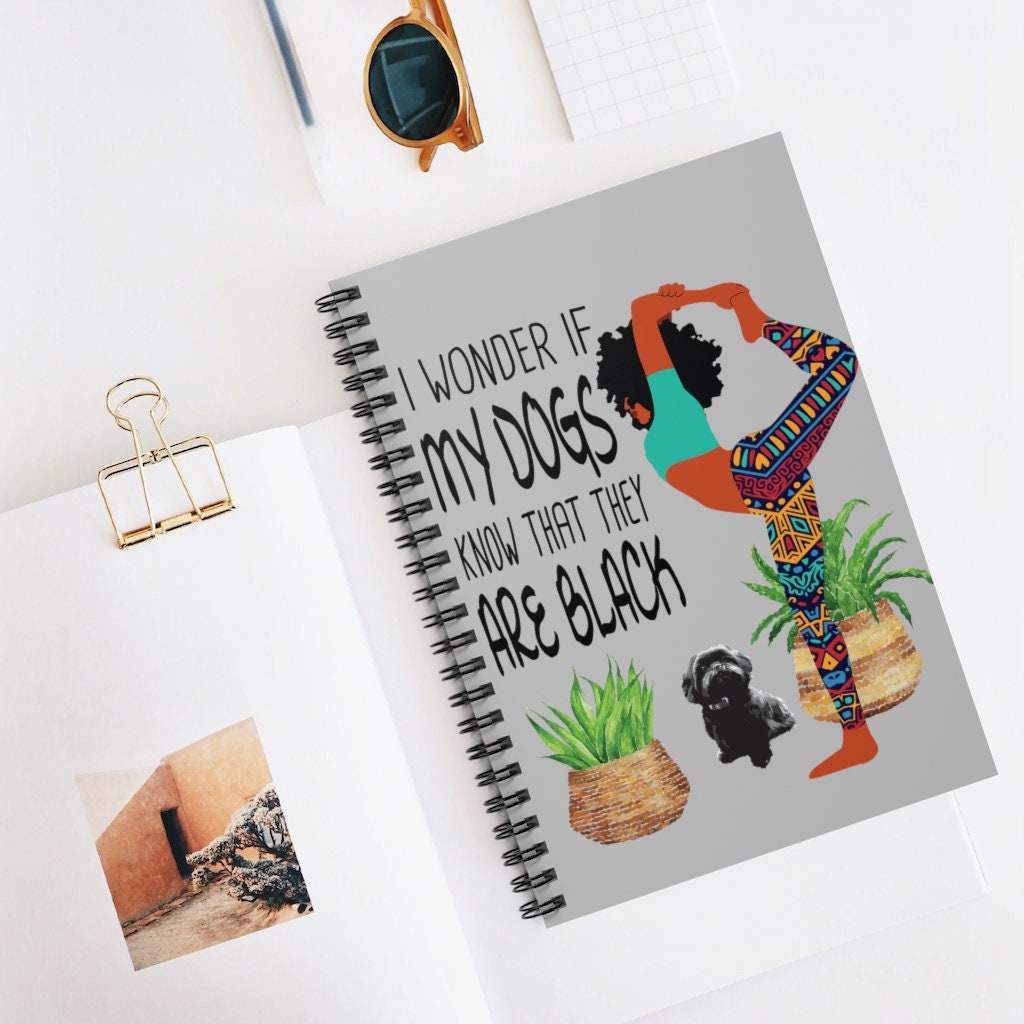 Melanin Journals Notebook for Black Women Afro Yoga Dog - Etsy