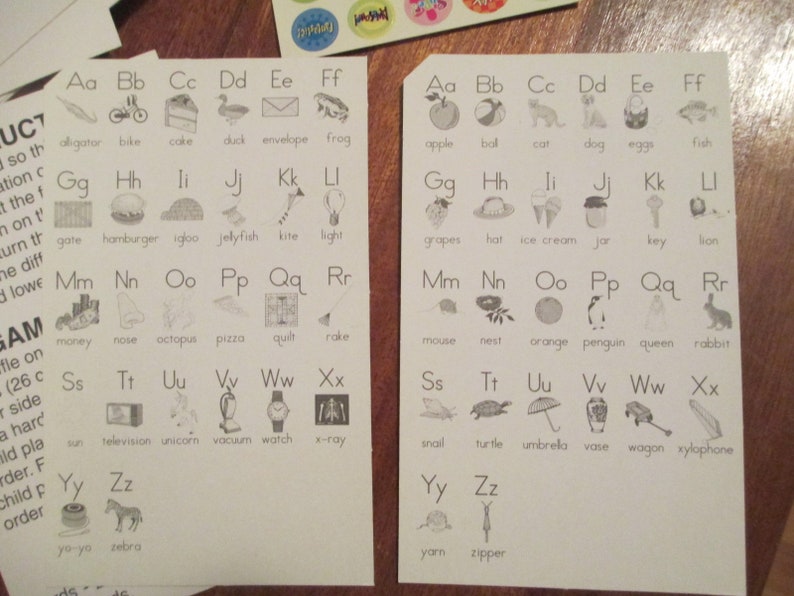 Vintage Alphabet Flash Cards: Colorful Learning Cards, Set of 12 - Etsy