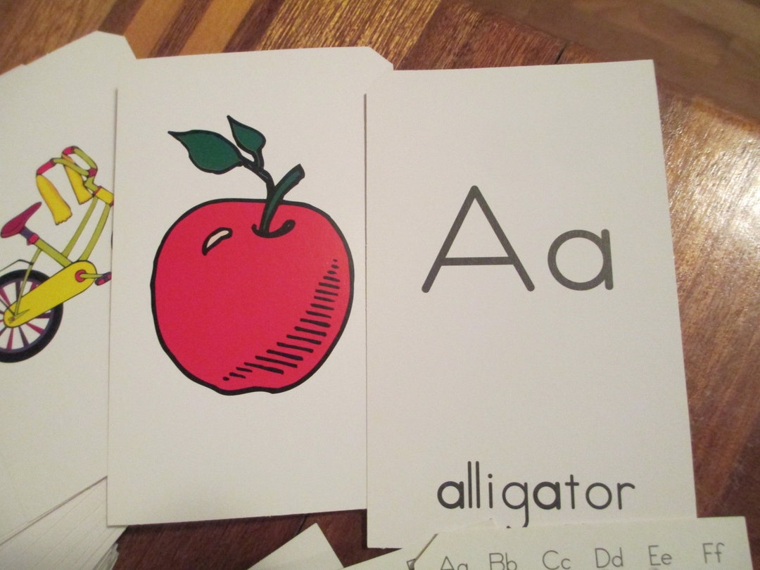 Vintage Alphabet Flash Cards: Colorful Learning Cards, Set of 12 - Etsy