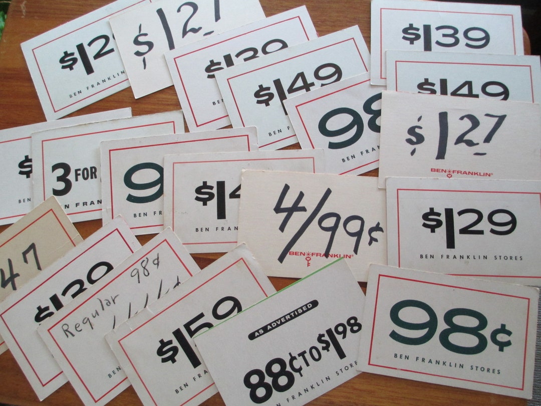 Vintage Ben Franklin Price Cards: 1950s Store Memorabilia, Set of 5 - Etsy