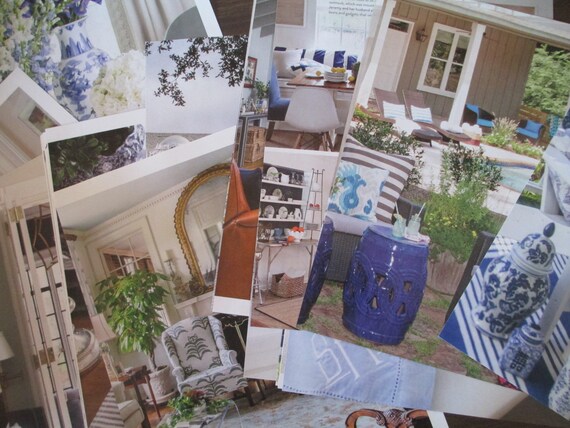 20 Magazine Pages. Blue and White Pictures With a Splash of - Etsy