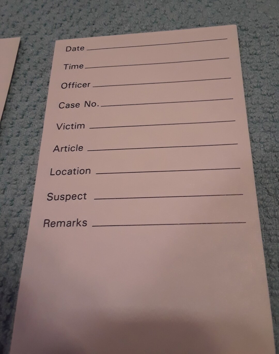 5 Vintage Police Note Taking Cards. Police Cards. Suspect Cards ...