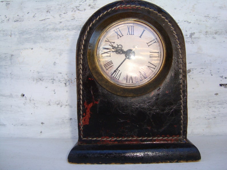 Vintage Wood and Leather Clock key Cabinet Key Storage Desk - Etsy
