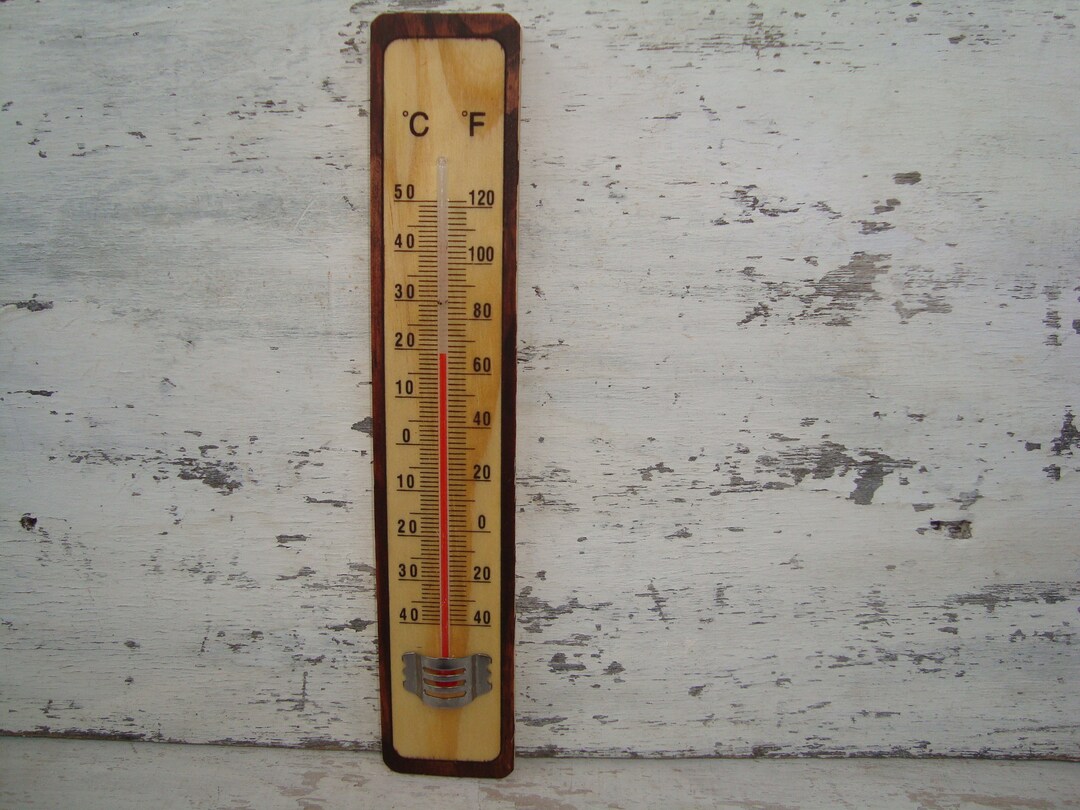 Vintage Thermometer - Wood Old Thermometer - Wooden Thermometer ...