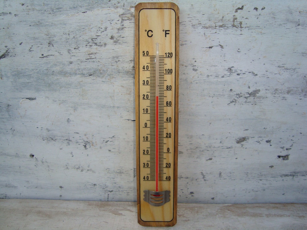 Vintage Thermometer - Wood Old Thermometer - Wooden Thermometer ...