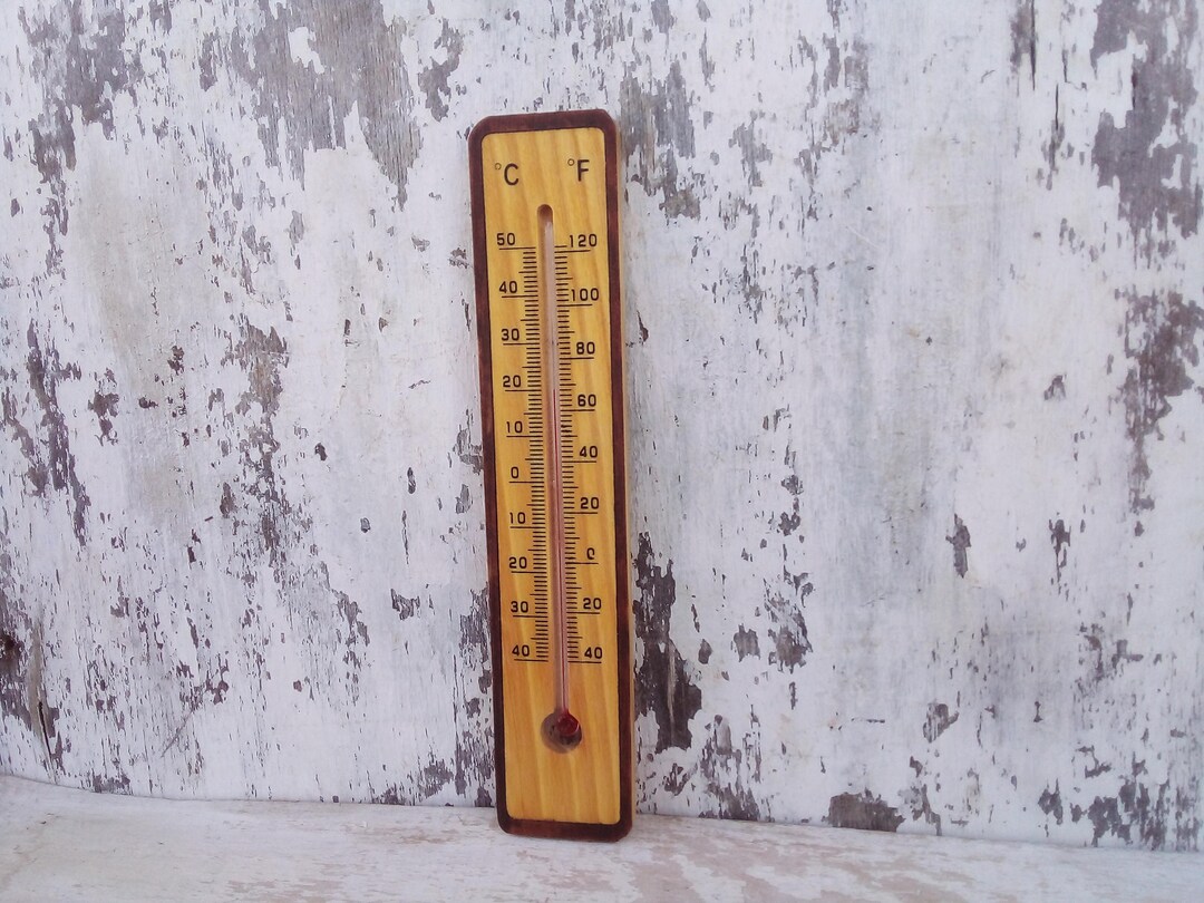 Vintage Thermometer - Thermometer - Wooden Thermometer - Indoor ...