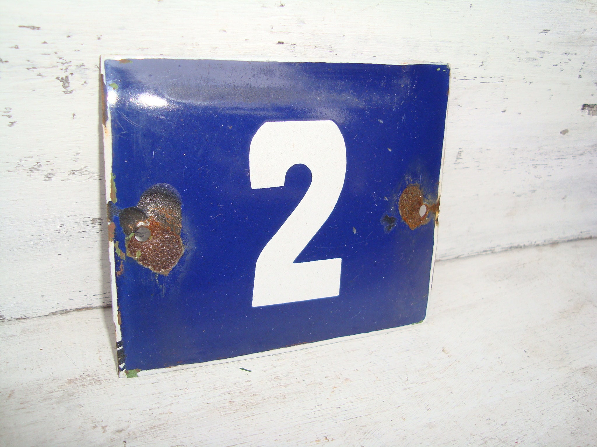 Vintage Enameled House Number - Street House Number 2 - Door Gate Plate ...