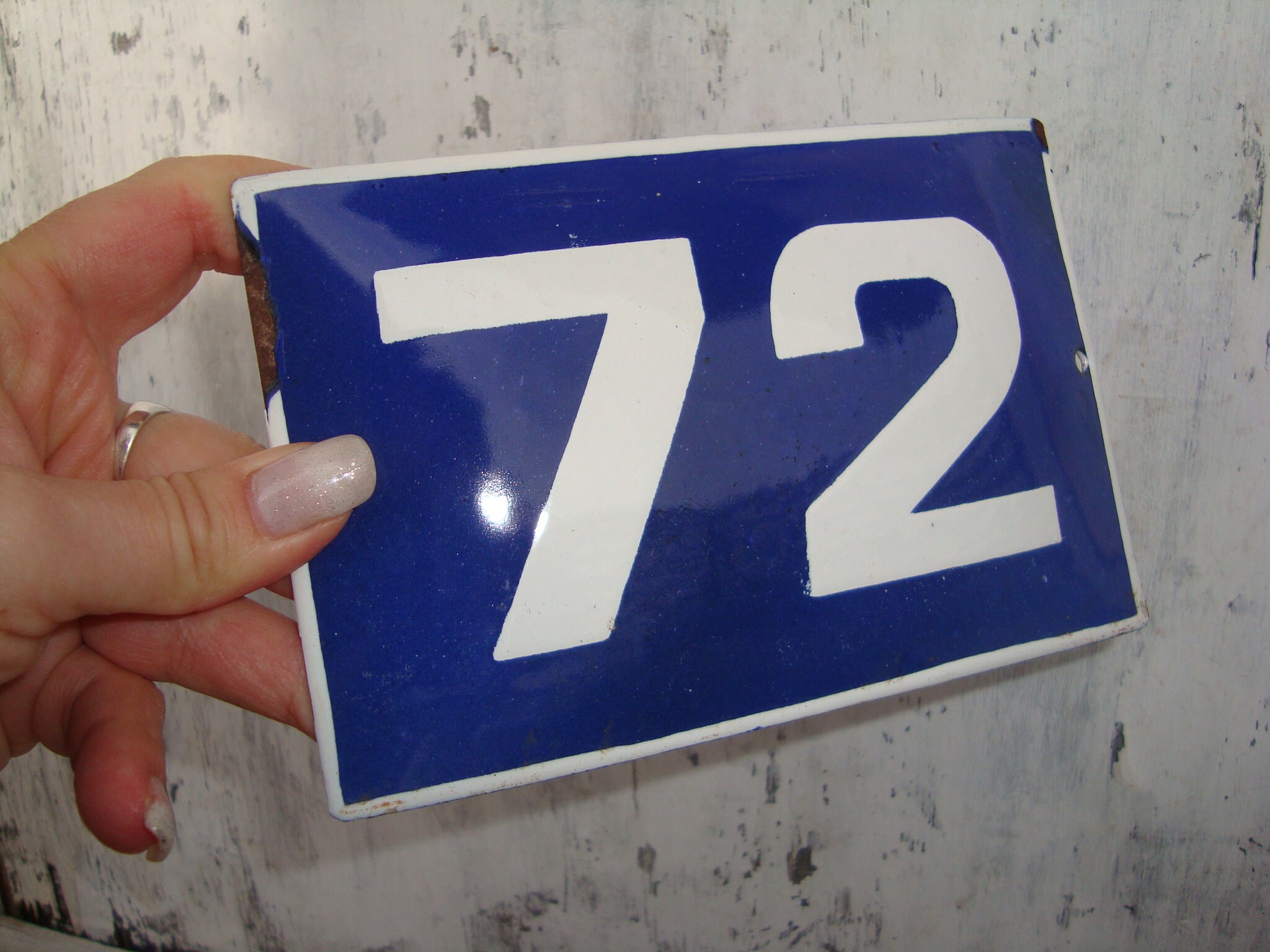 Vintage Enameled House Number Street House Number 72 Door Gate Plate ...