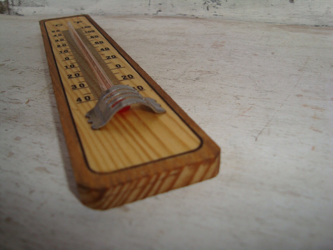 Vintage Thermometer Wood Thermometer Wooden Thermometer - Etsy