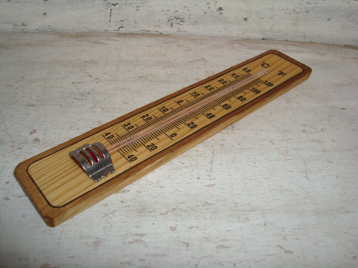Vintage Thermometer Wood Thermometer Wooden Thermometer - Etsy