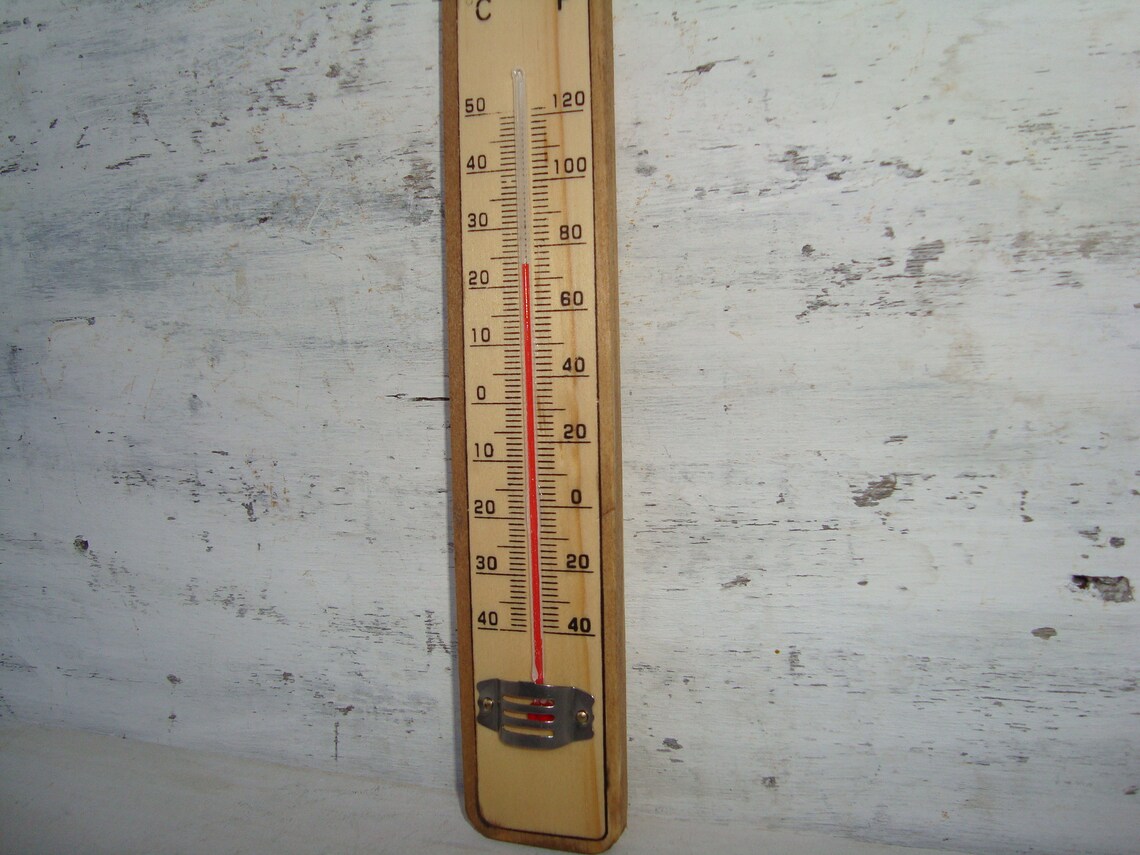 Vintage Thermometer Wood Old Thermometer Wooden - Etsy