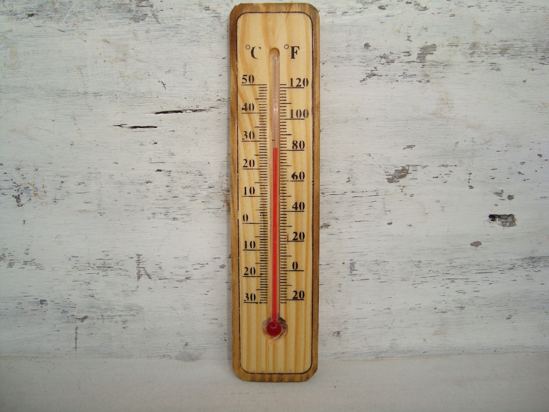 Vintage Thermometer - Thermometer - Wooden Thermometer - Indoor ...