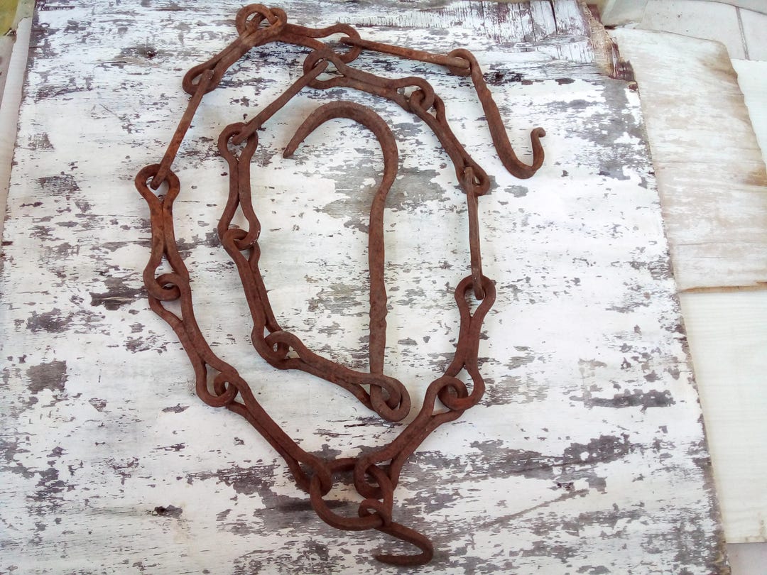 Vintage Chain,old Antique, Primitive, Wrought Forged Iron Chain for ...