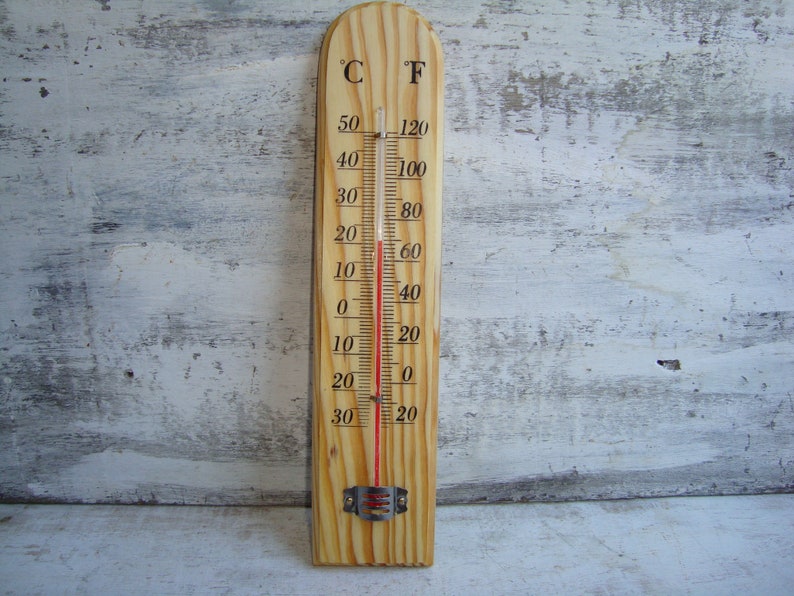 Vintage Thermometer - Wood Old Thermometer - Wooden Thermometer ...
