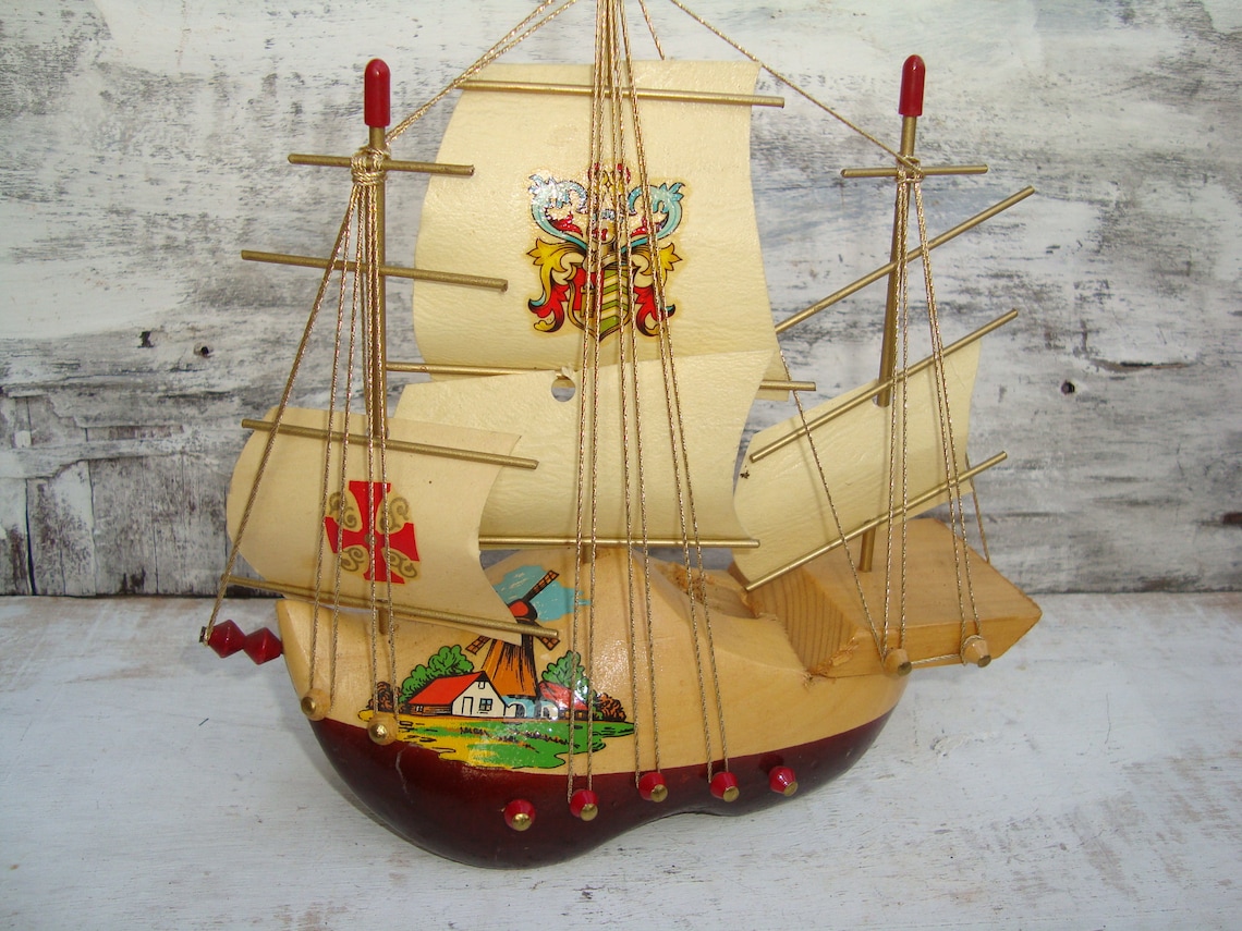 Old Wooden Model Ship Wooden Sailing Boat Model Ship Model | Etsy