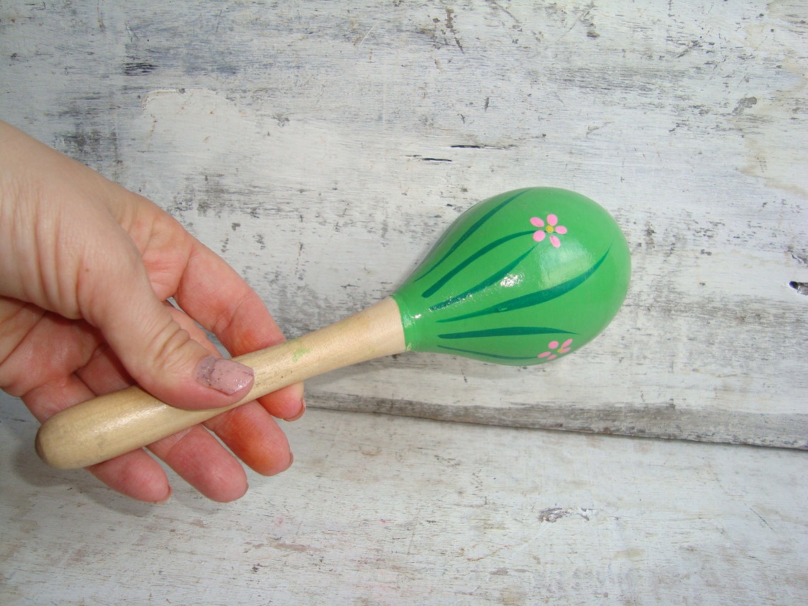 Vintage Maracas, Rattle Toy Music Instrument, Hand Made Maracas, Wooden ...