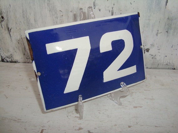 Vintage Enameled House Number Street House Number 72 Door - Etsy