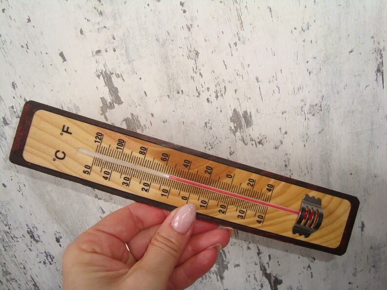 Vintage Thermometer - Wood Old Thermometer - Wooden Thermometer ...