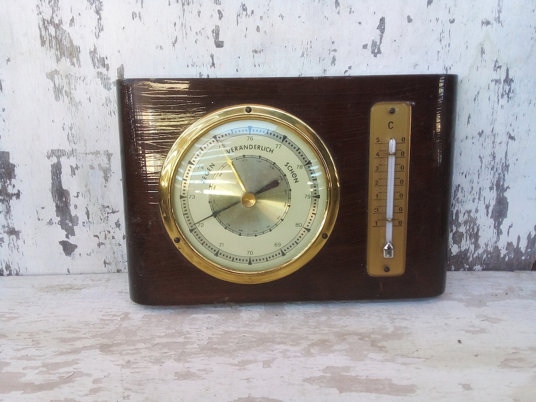 Vintage Decorative, Thermometer, Weather , WOODEN Barometer ,circa 1970 ...