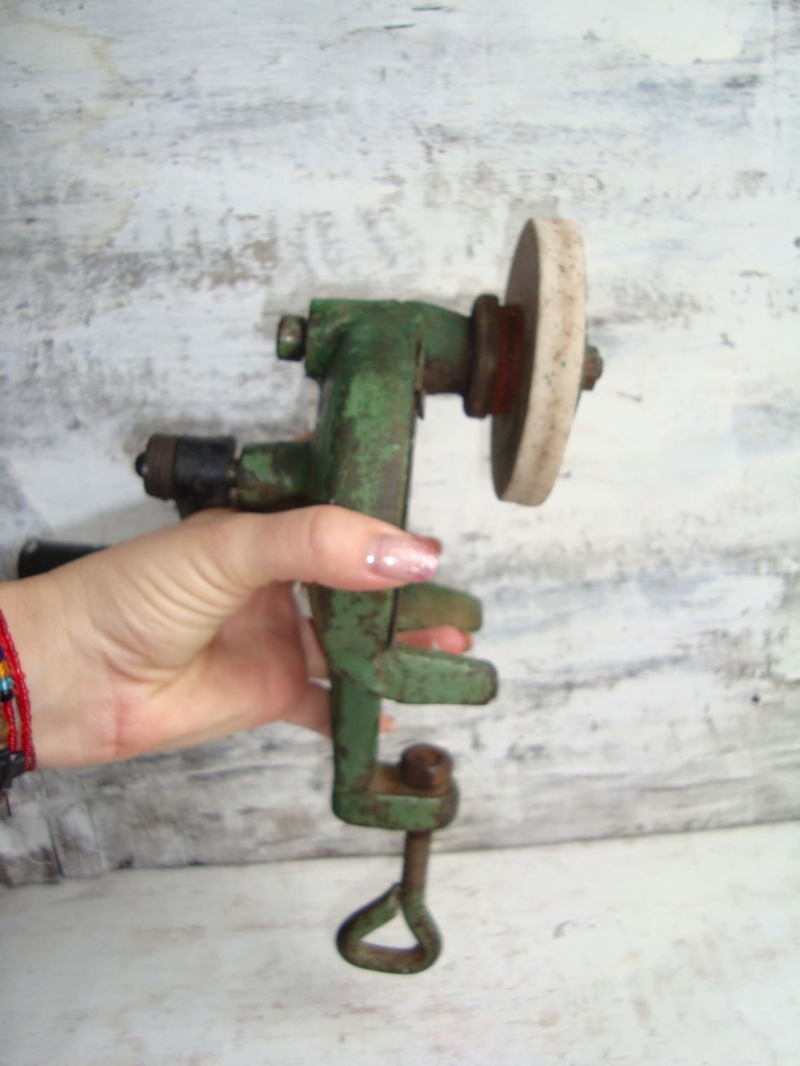 Vintage Knife Sharpener, Old Hand Crank Sharpening Stone, Vintage Farm ...