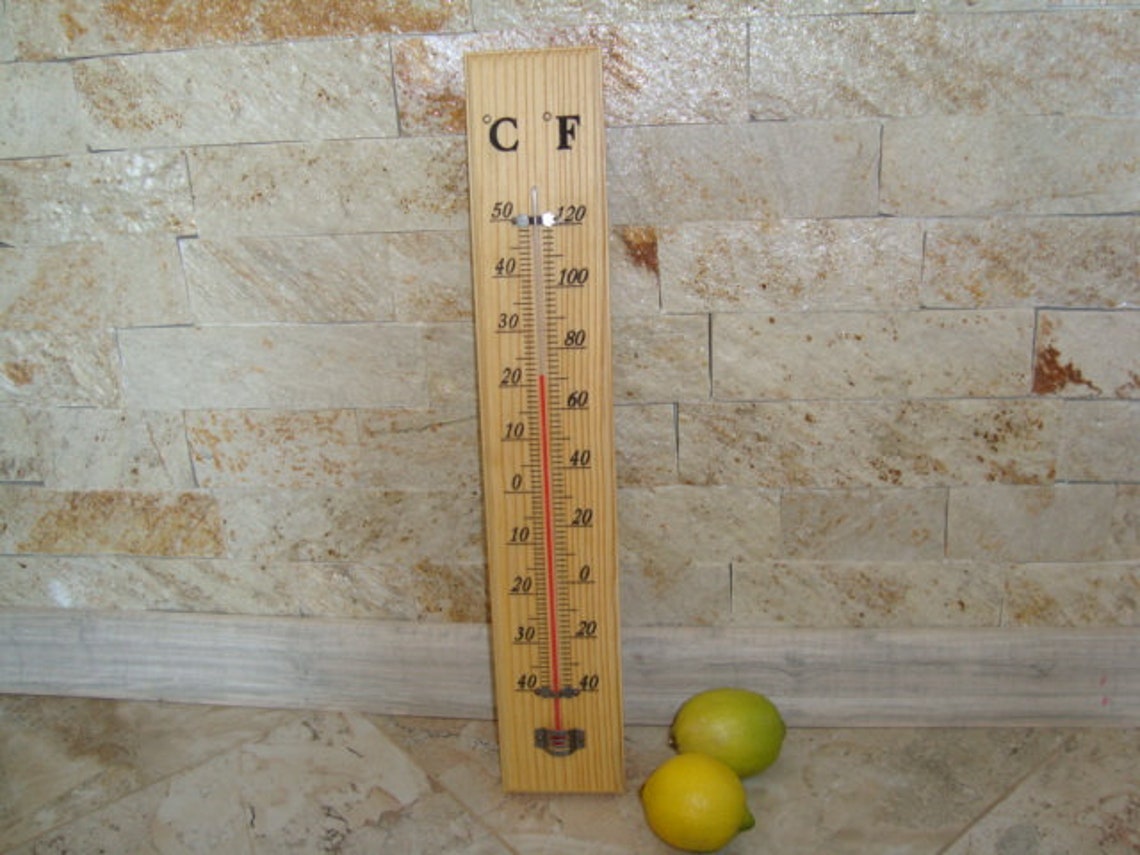 Vintage thermometer large wall thermometer large wooden | Etsy