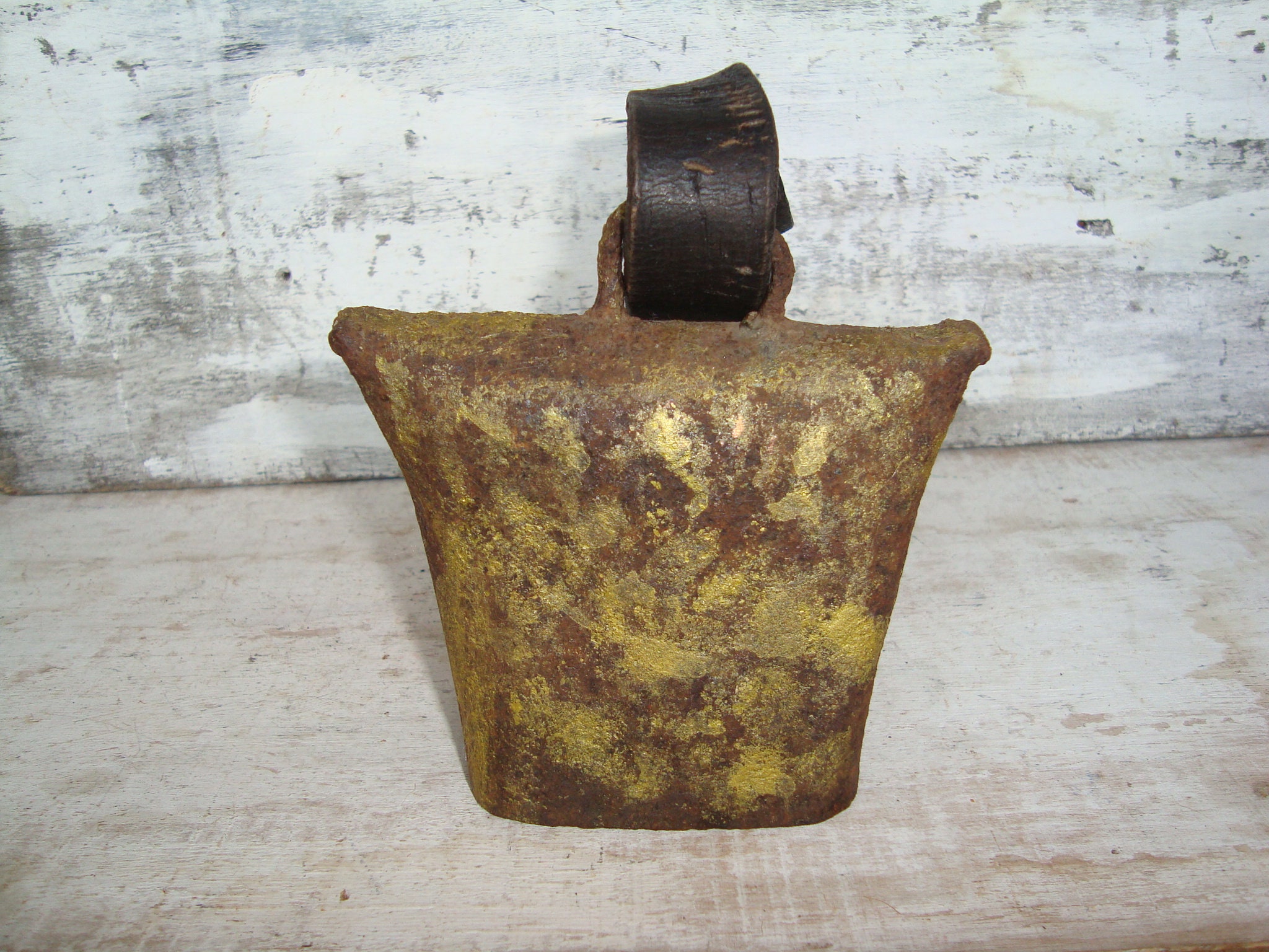 Vintage Cow Bell, Large Cow Bell With Strap, Handmade Primitive Bell ...