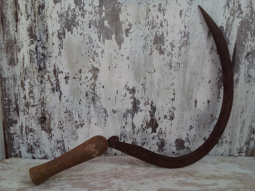 Primitive Hand Sickle, Vintage Farmhouse Tools, Wooden Harvest Tool ...