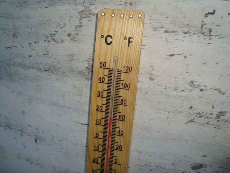 Vintage Thermometer - Wood Old Thermometer - Wooden Thermometer ...