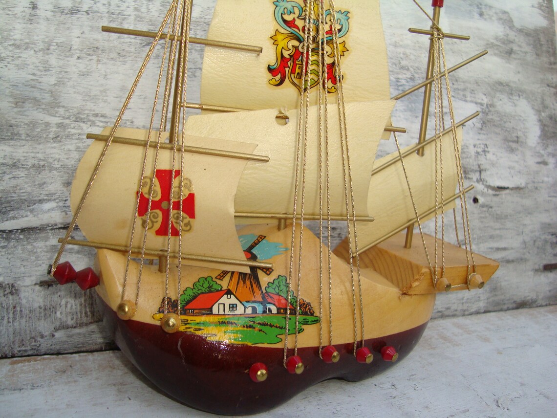 Old Wooden Model Ship Wooden Sailing Boat Model Ship Model | Etsy