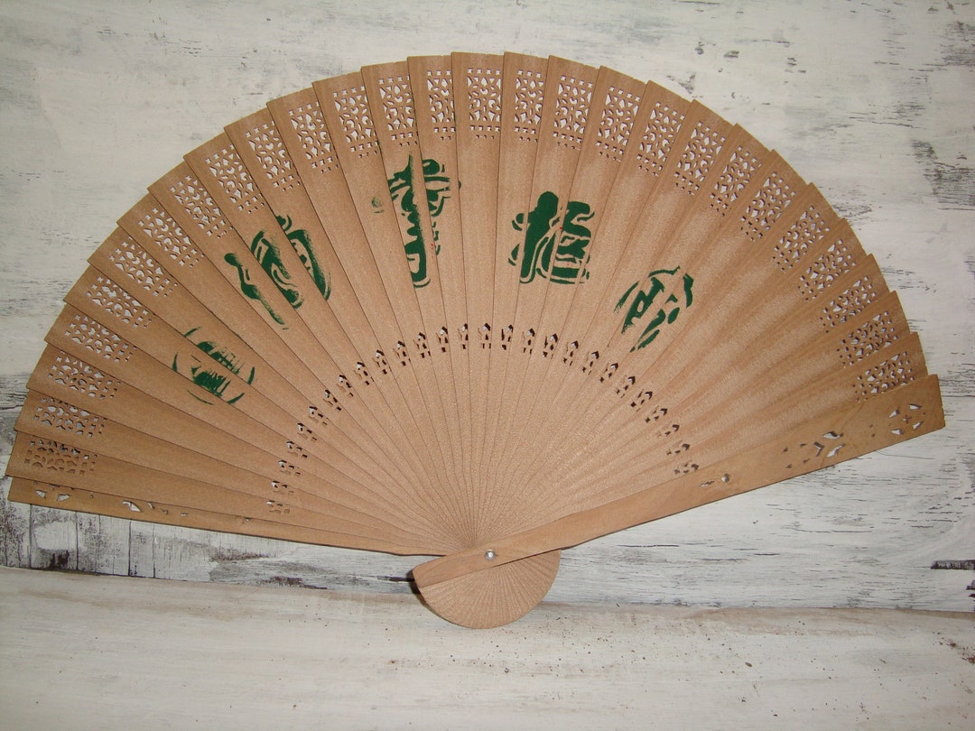 Vintage Fan, Wooden Hand Fan, Handmade Wooden Fan, Folding Hand Fan ...