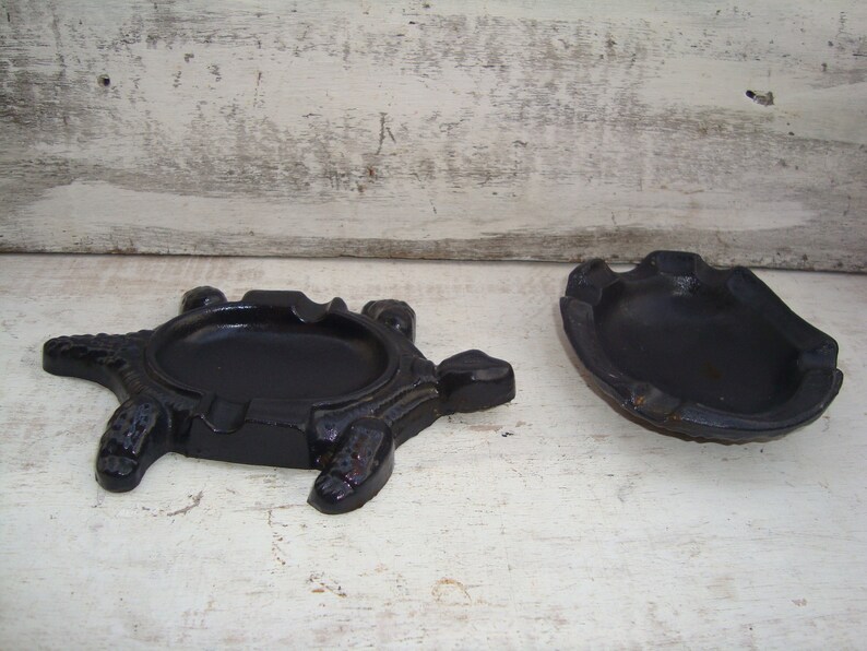 Vintage Metal Turtle metal Ashtray Turtle Shell Aged Metal - Etsy
