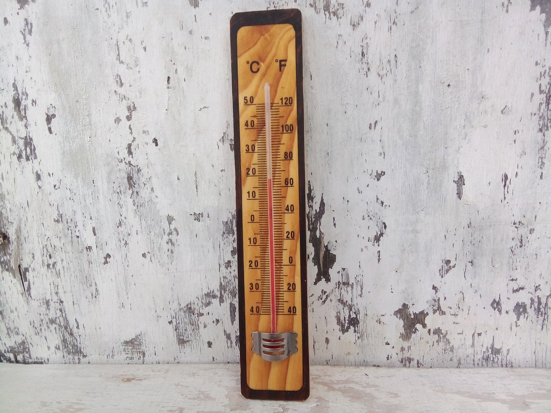 Vintage Thermometer - Thermometer - Wooden Thermometer - Indoor ...