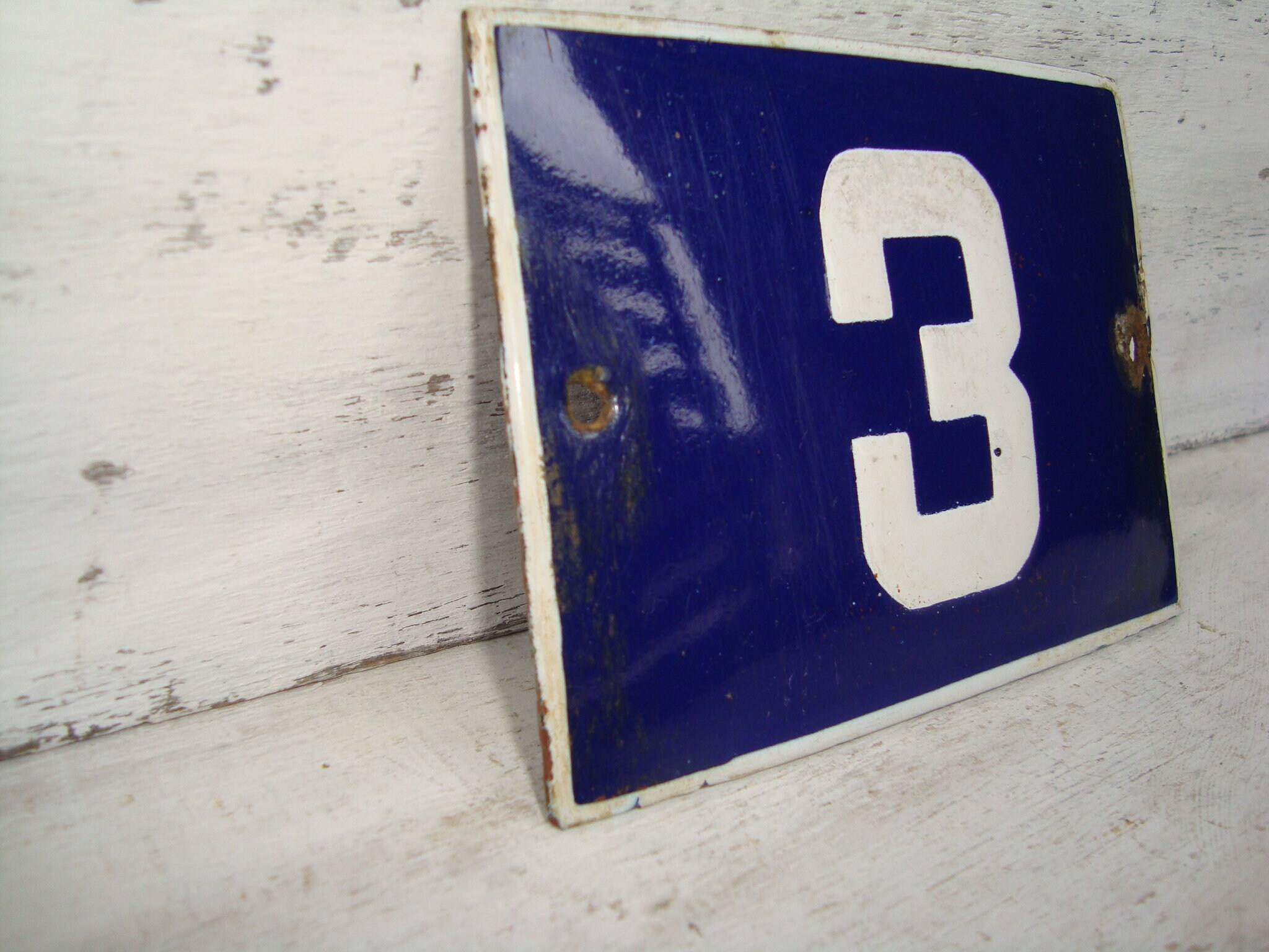 Vintage Enameled House Number - Street House Number 3 - Door Gate Plate ...