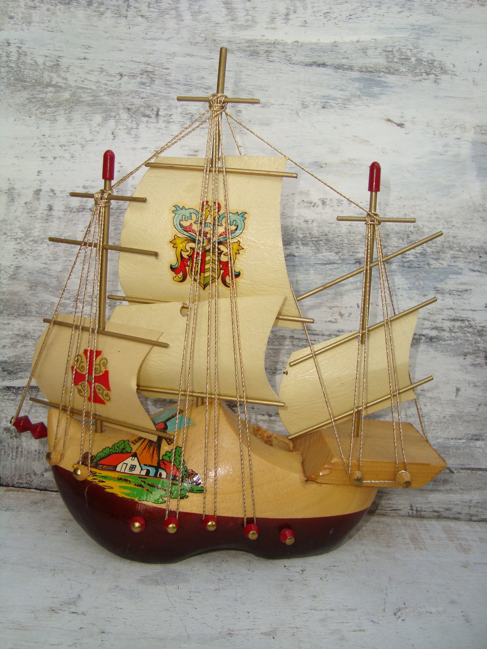 Old Wooden Model Ship Wooden Sailing Boat Model Ship Model | Etsy