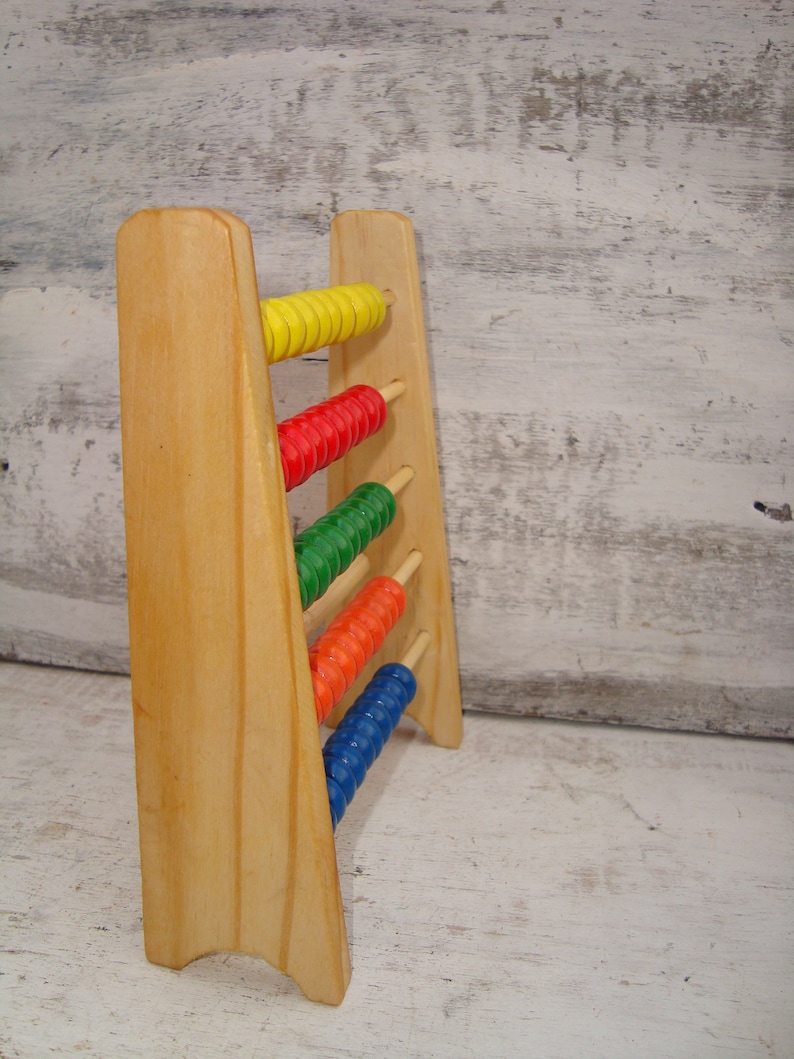 Vintage Wooden Abacus, Children Calculator, Wooden Beads, Colorful ...