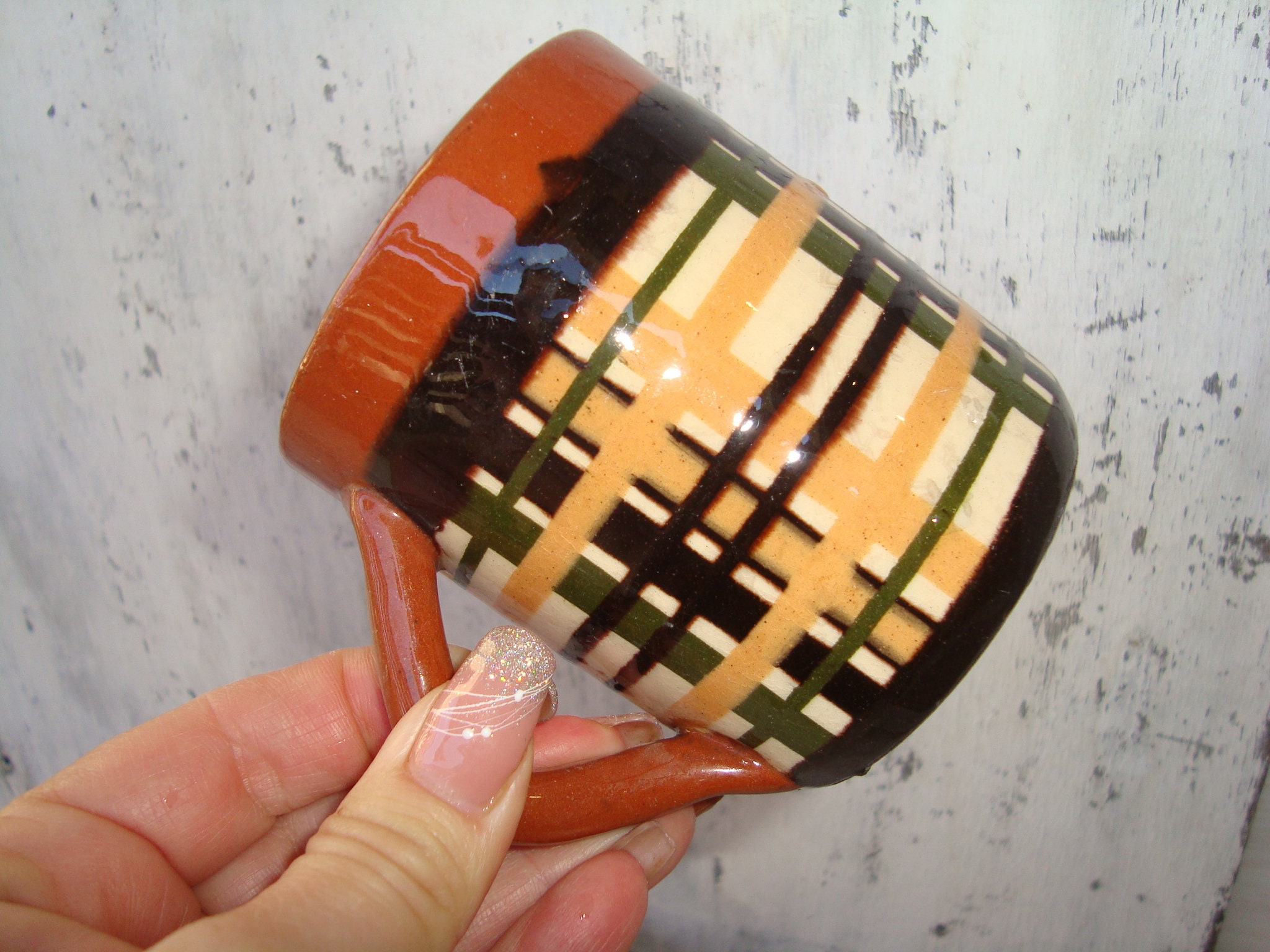Vintage Art Bulgarian Troyan Pottery - Handmade Ceramic -coffee Cup ...