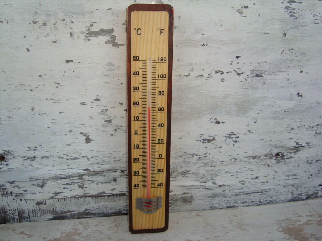 Vintage Thermometer - Thermometer - Wooden Thermometer - Indoor ...