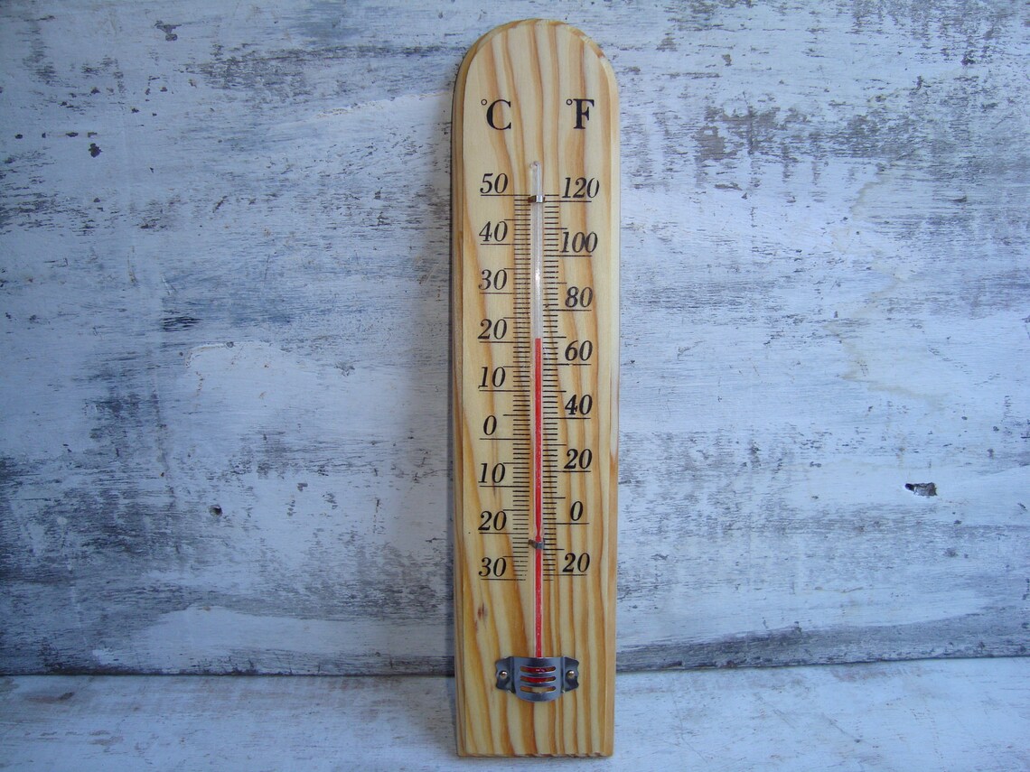 Vintage Thermometer Wood Old Thermometer Wooden Thermometer Indoor ...