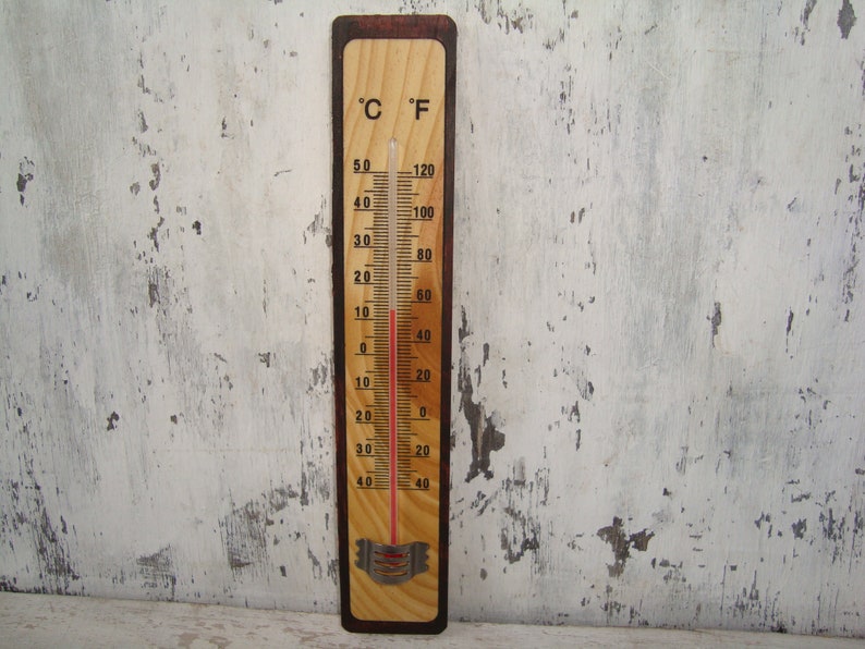 Vintage Thermometer - Wood Old Thermometer - Wooden Thermometer ...