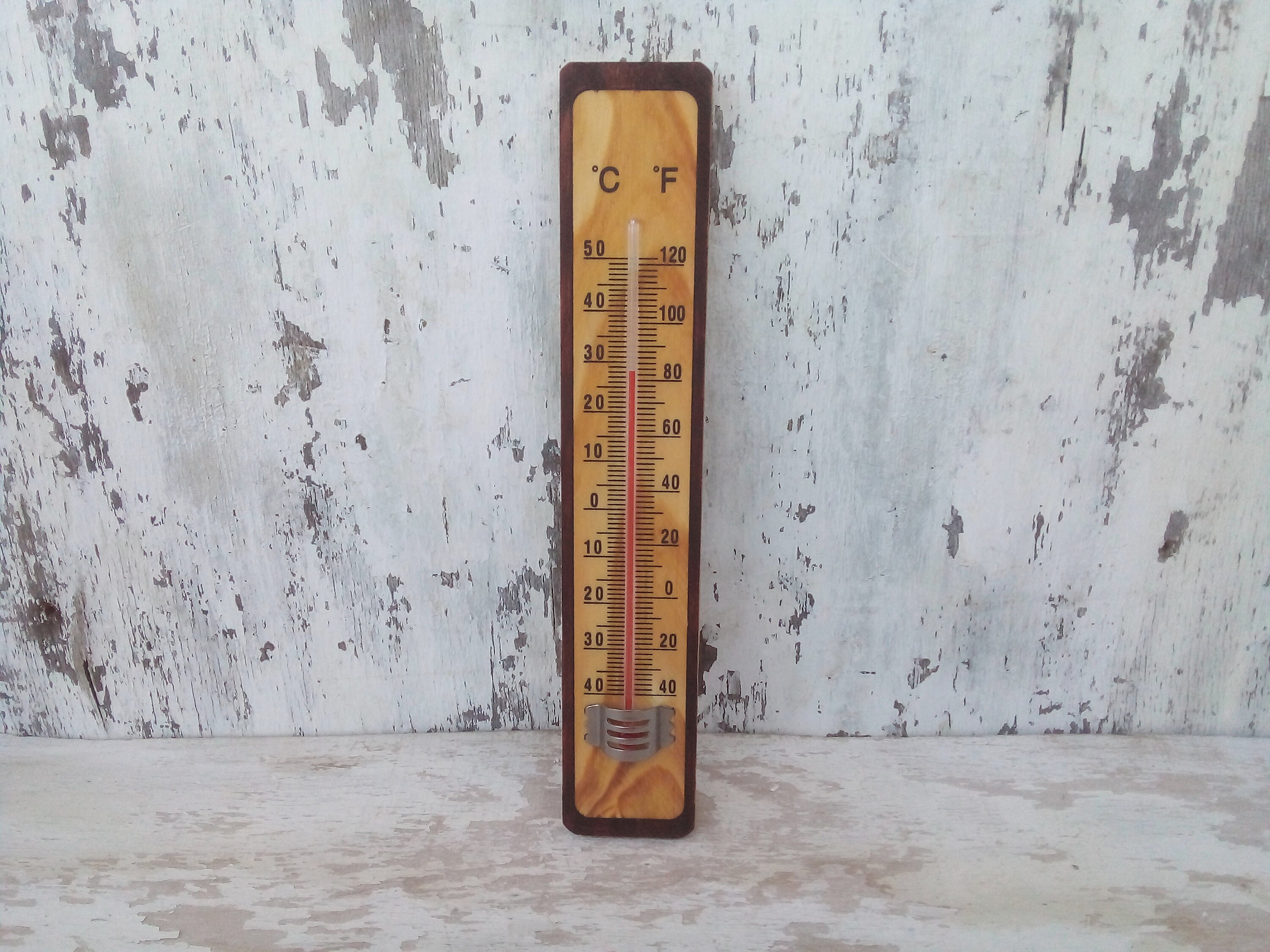Vintage Thermometer , Wood Thermometer , Wooden Thermometer , Indoor ...