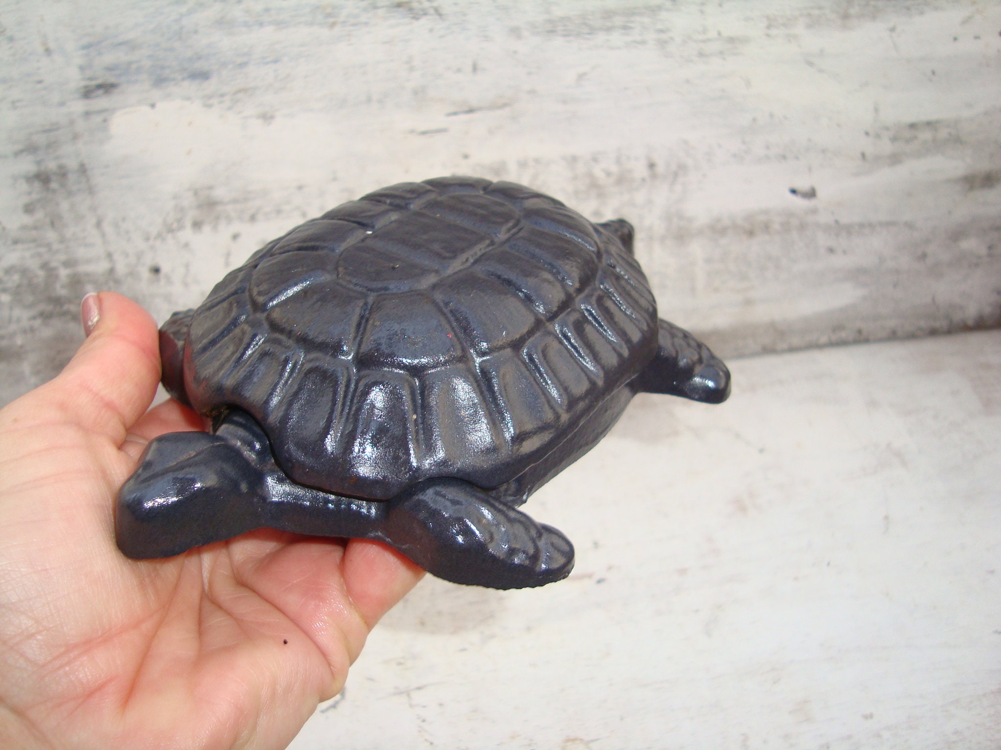 Vintage Metal Turtle metal Ashtray Turtle Shell Aged Metal | Etsy