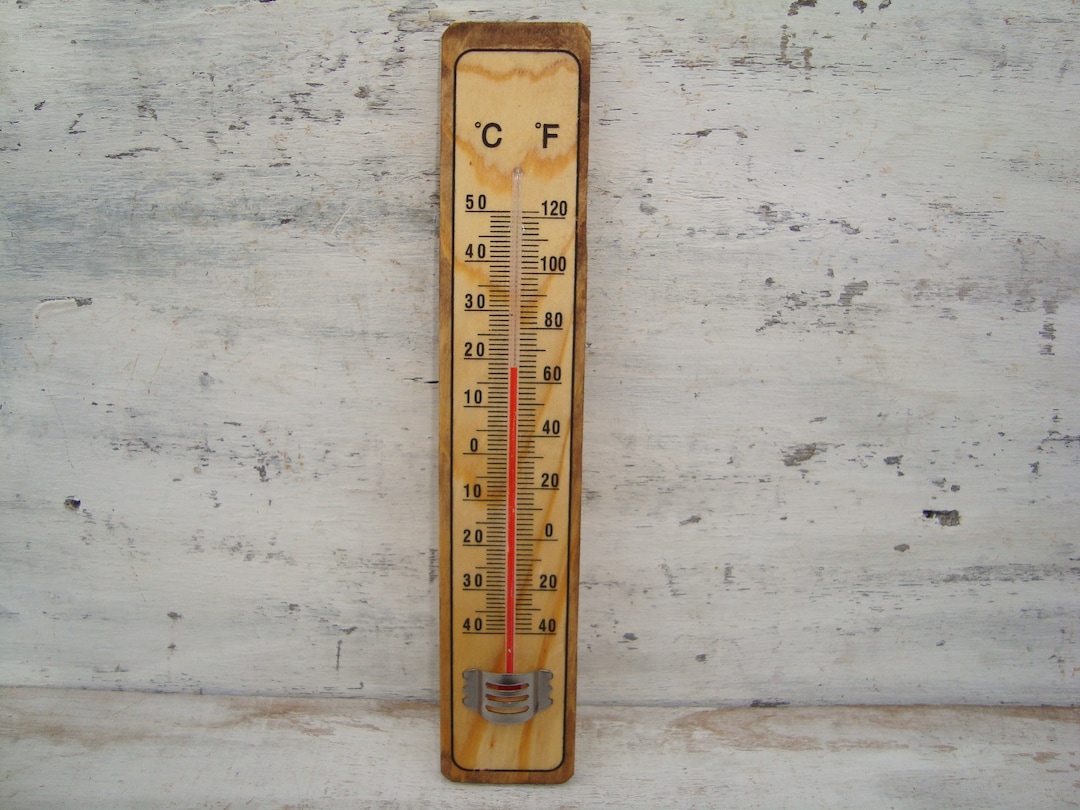 Vintage Thermometer - Wood Old Thermometer - Wooden Thermometer- Retro ...