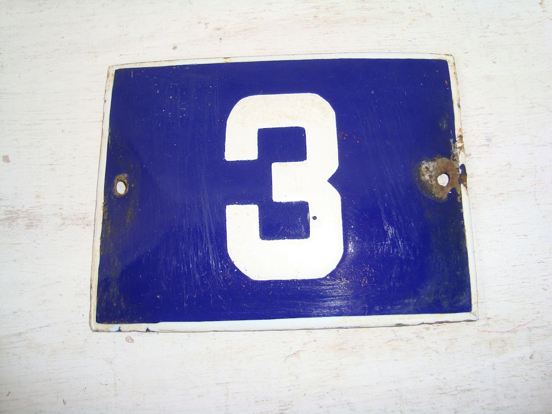 Vintage Enameled House Number - Street House Number 3 - Door Gate Plate ...