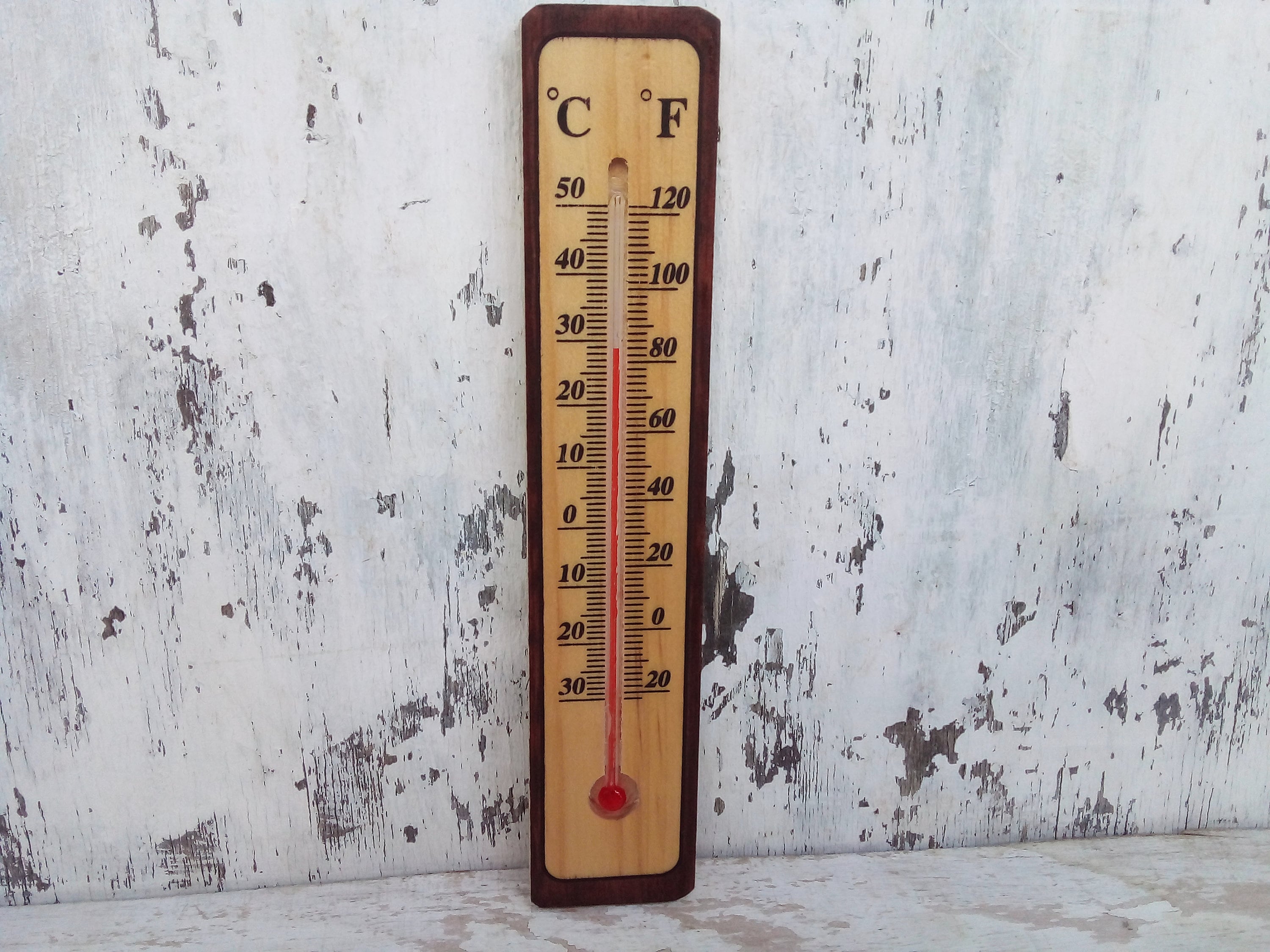 Vintage Thermometer, Large Wall Thermometer, Large Wooden Thermometer ...
