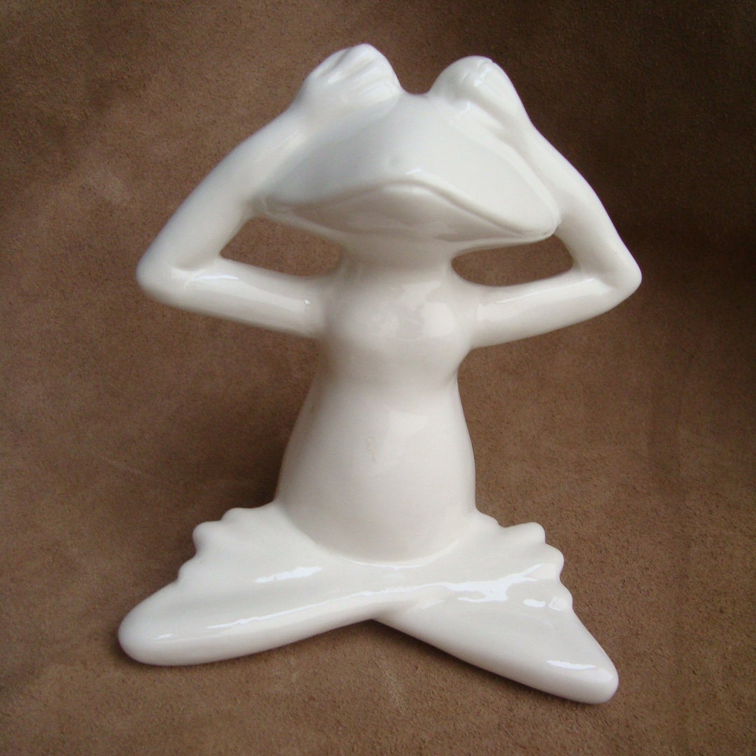 Vintage White Porcelain Posed Frogs Figurines - Frogs Figurines - Lucky ...