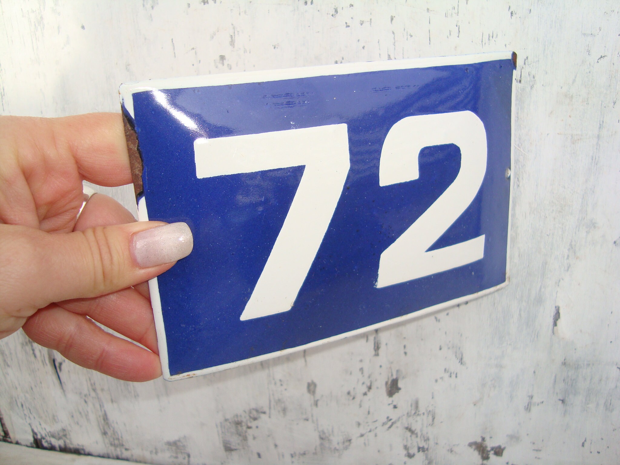 Vintage Enameled House Number Street House Number 72 Door Gate Plate ...