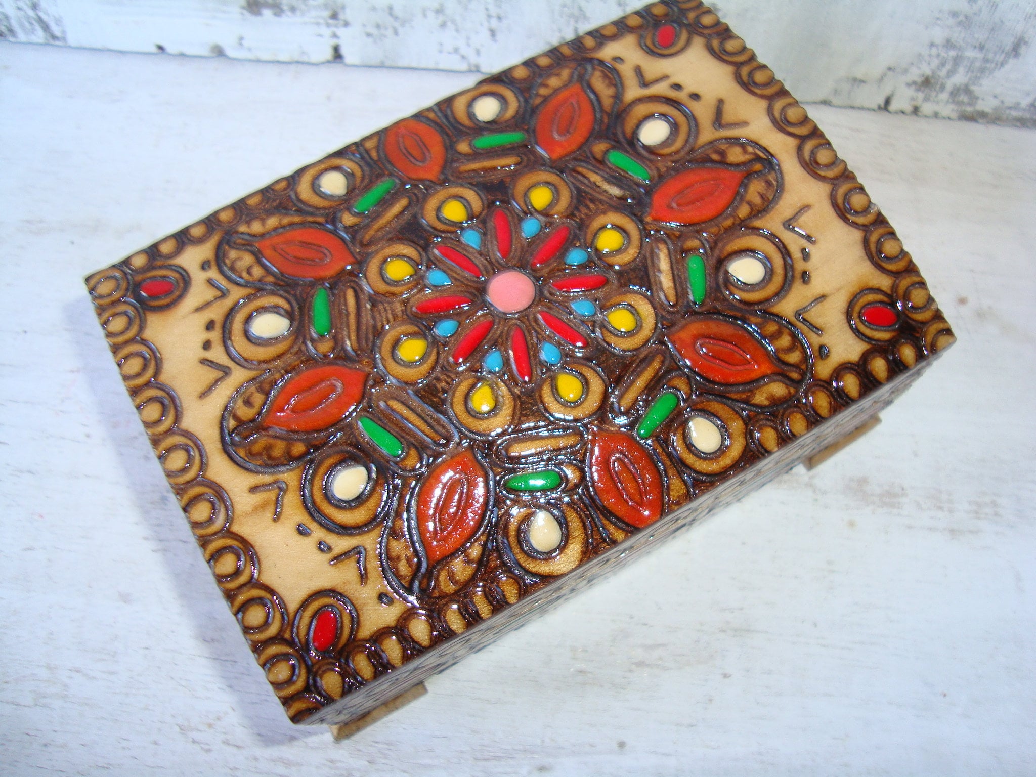 Pyrography Small Box Vintage Wooden Box Vintage Handmade Wooden Box ...