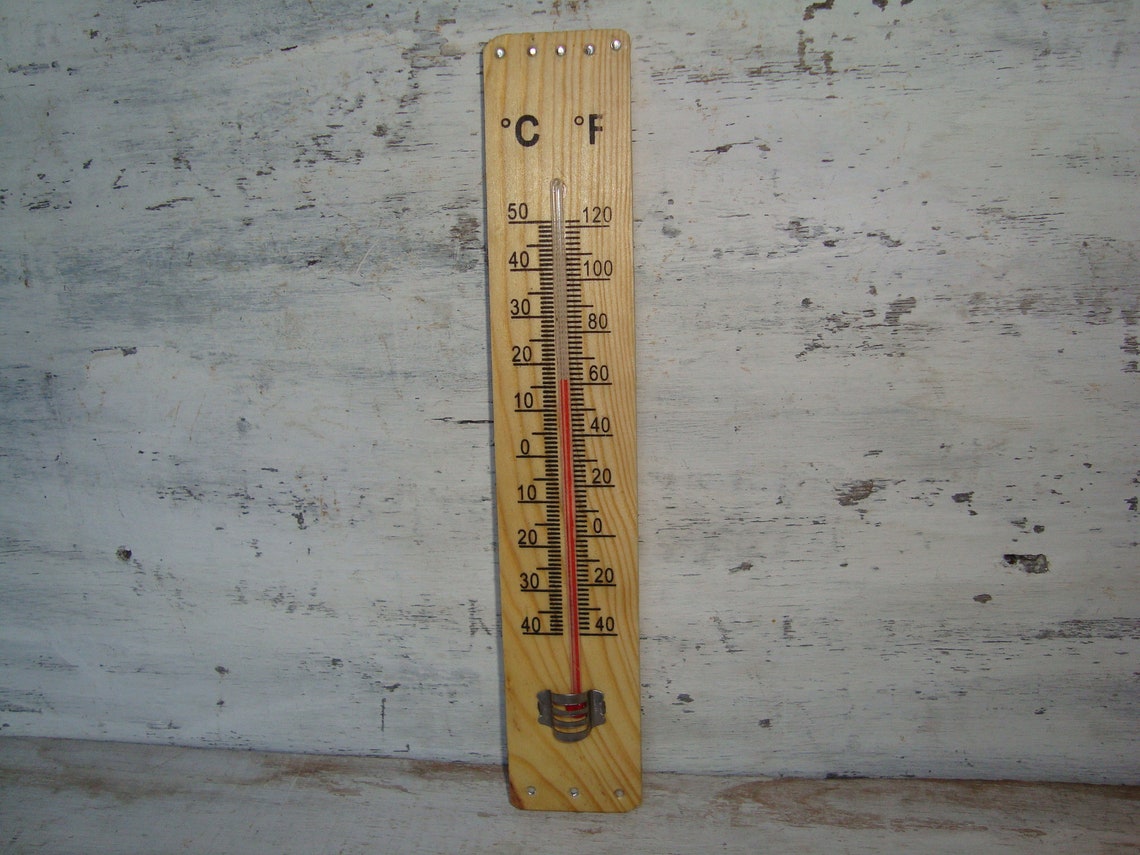 Vintage Thermometer Wood Old Thermometer Wooden - Etsy