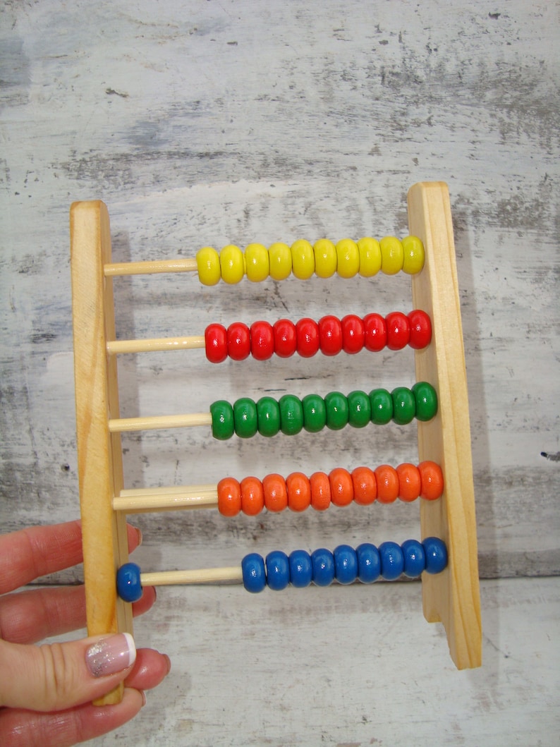 Vintage Wooden Abacus, Children Calculator, Wooden Beads, Colorful ...